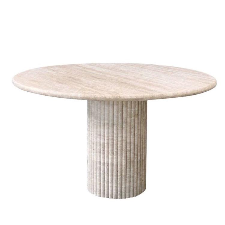 Cava Fluted Round Beige Travertine Dining Table - China Marble, Granite ...